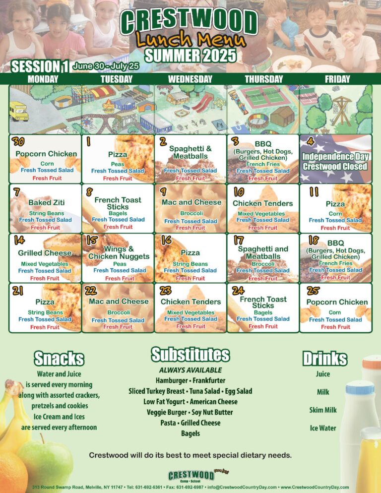 Our First Session Lunch Calendar is Live! – Crestwood Country Day Camp